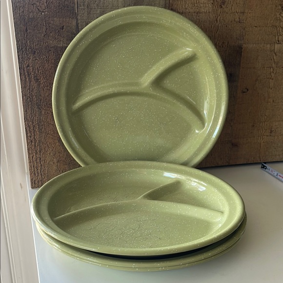 Vintage | Dining | Vintage Mcm Green Speckled Enamelware Divided Dinner ...